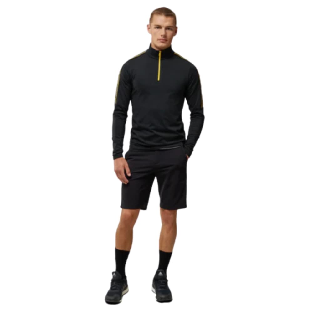 J Lindeberg Mens William Print Mid Layer 1/4 Zip Golf Pullover - Black XL