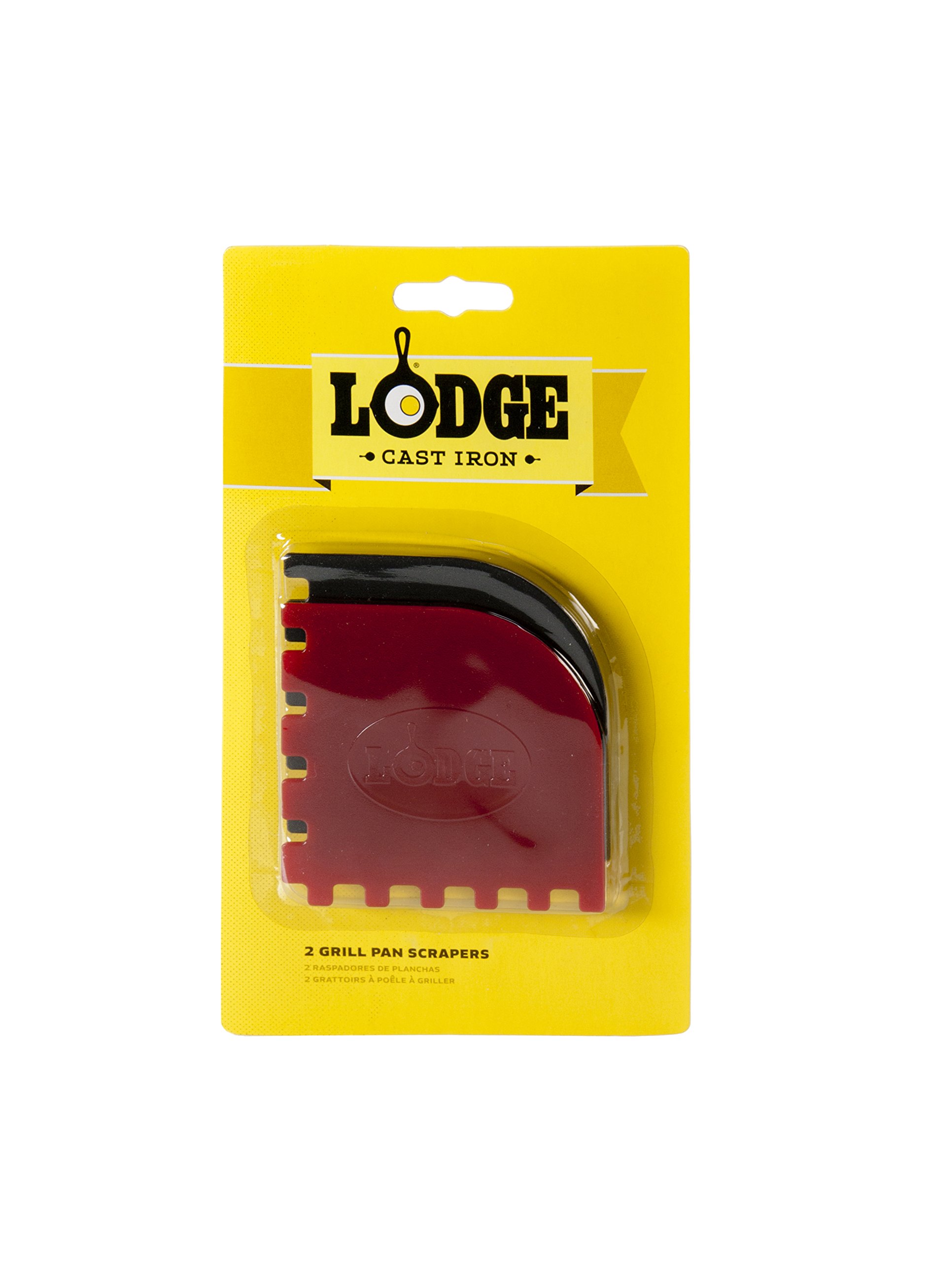 Lodge Cast Iron Square 11" Griddle & SCRAPERGPK Durable Grill Pan Scrapers, Red and Black, 2-Pack