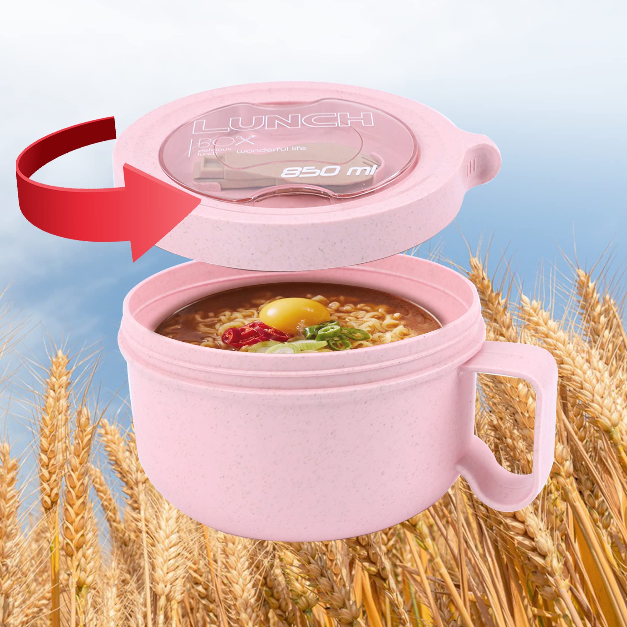 GMAEURL Microwave Ramen Bowl Cooker With Lid Instant Noodle Bowl Soup Bowl Bpa Free/Food Grade For Office College Dorm Room Instant Cooking Dishwasher Safe