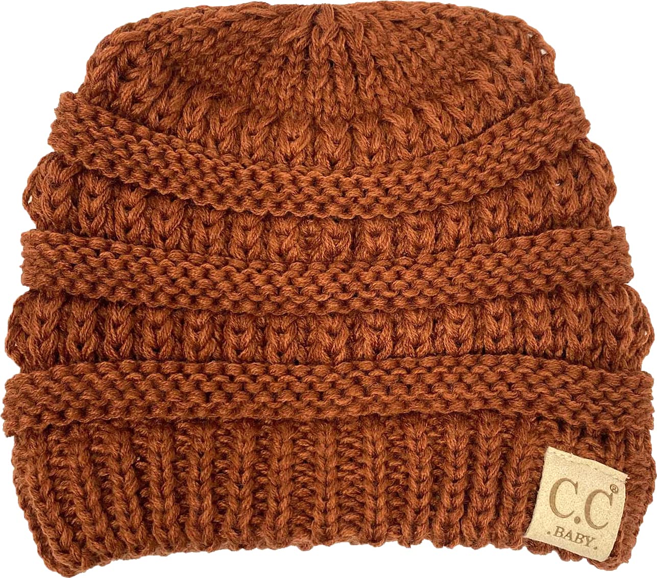 Funky Junque Beanie Infant Baby Skull Cap Hat (NO POM) - Rust