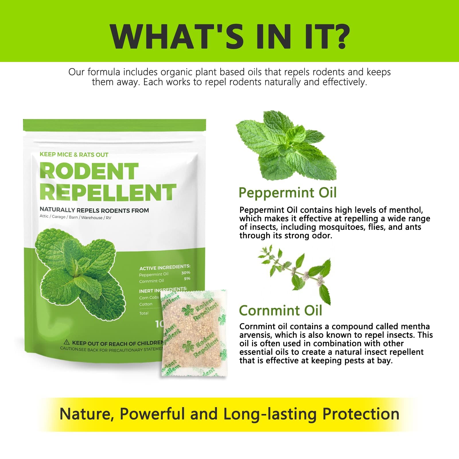 Mice Repellent for House 10 Pouches,Peppermint Oil to Repel Mice and Rats, Plant-Based Mice Repellent for House Squirrel Repellent Rodent Deterrent for Indoor Use