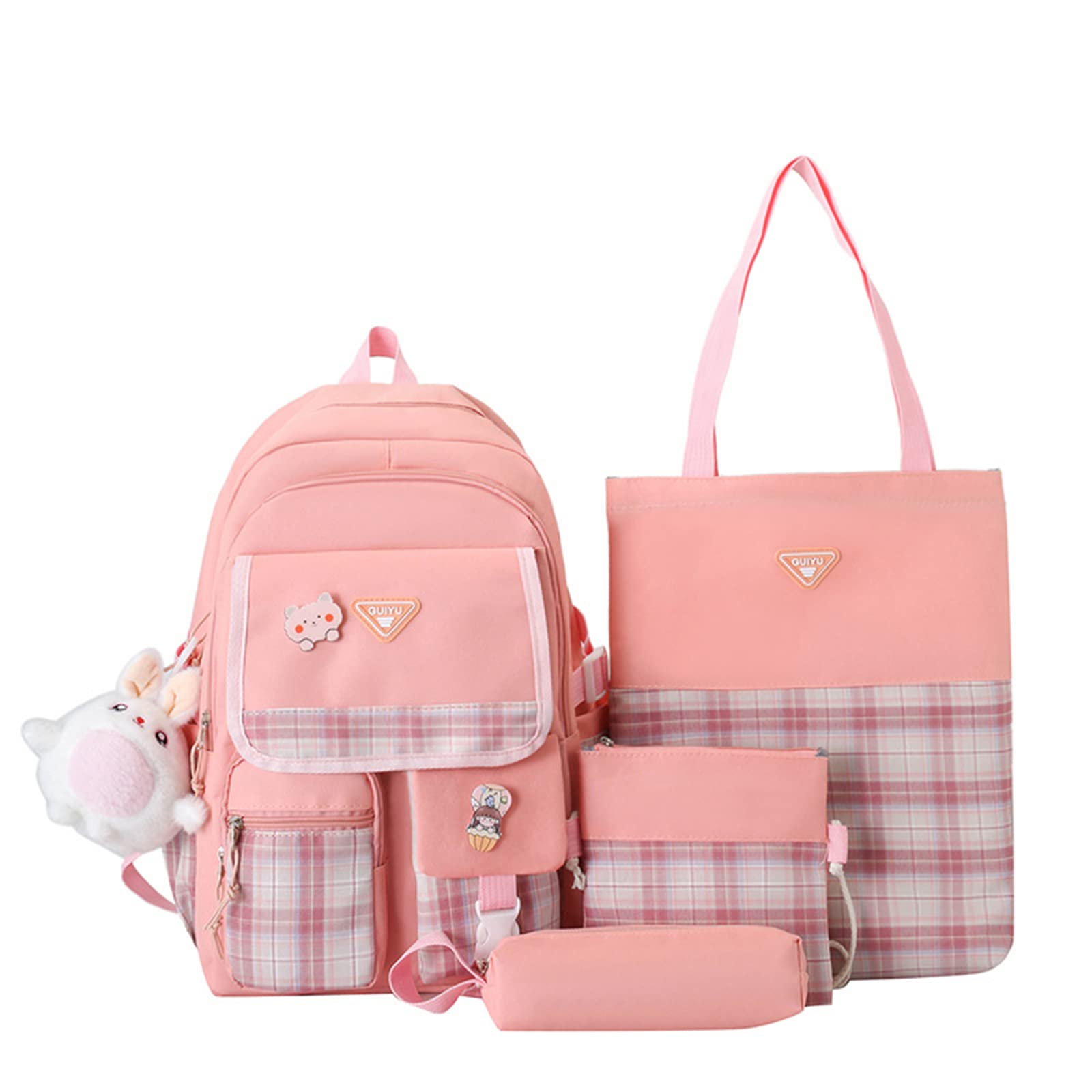FAIRI Kawaii Backpack Set 4pcs Cute Aesthetic Backpack Preppy Trendy Japanese Anime Aesthetic School Supplies