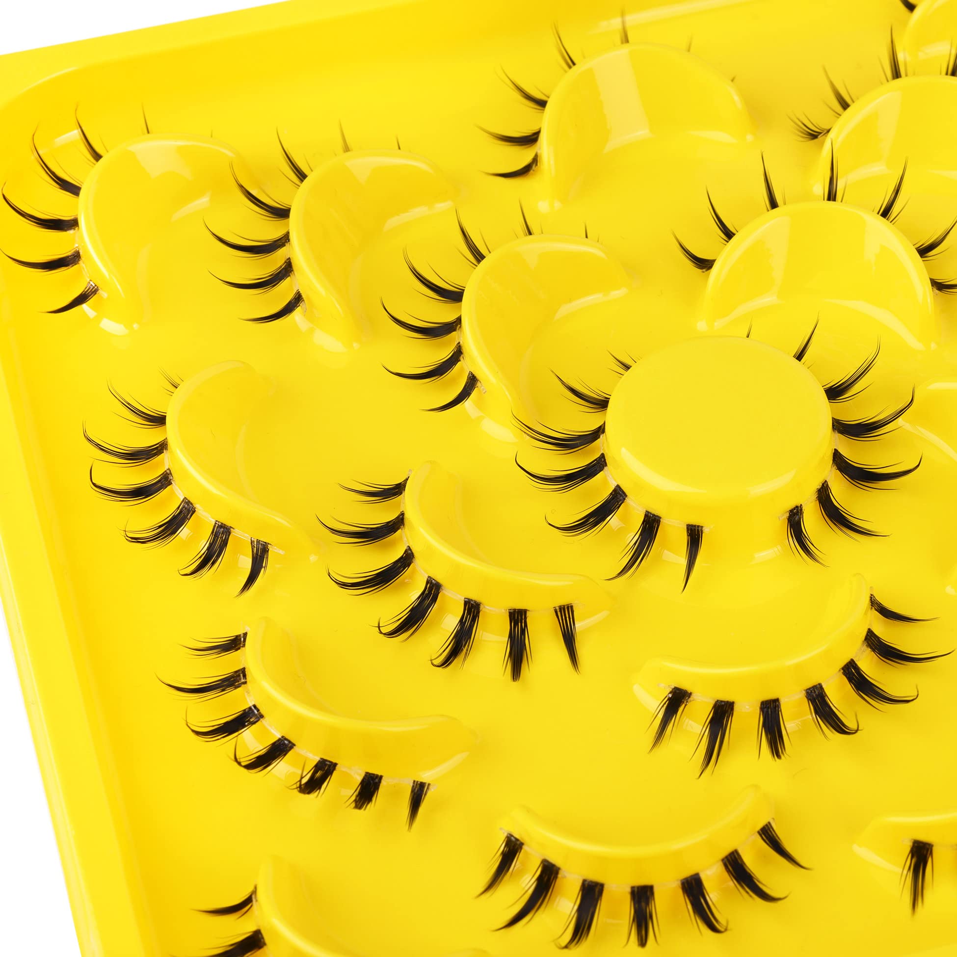 Manga Lashes Natural Look Anime Lashes Look Like Clusters Asian False Eyelashes Clear Band 10 Pairs Fake Eyelashes Pack