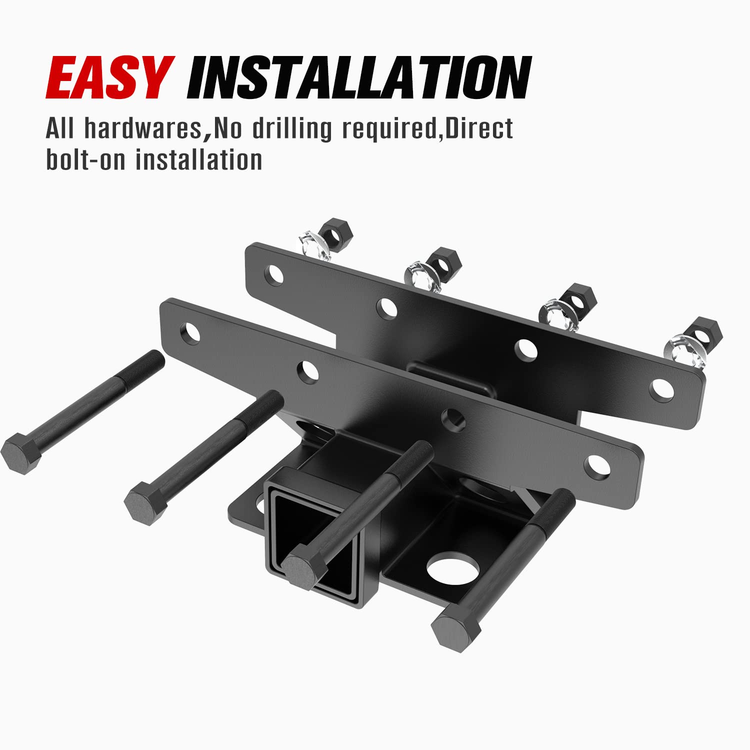 FieryRed Hitch Receiver Compatible with Jeep Wrangler JL 2018-2023 / JLU 2 Door & 4 Door,2'' Towing Rear JL Trailer Receiver Hitch