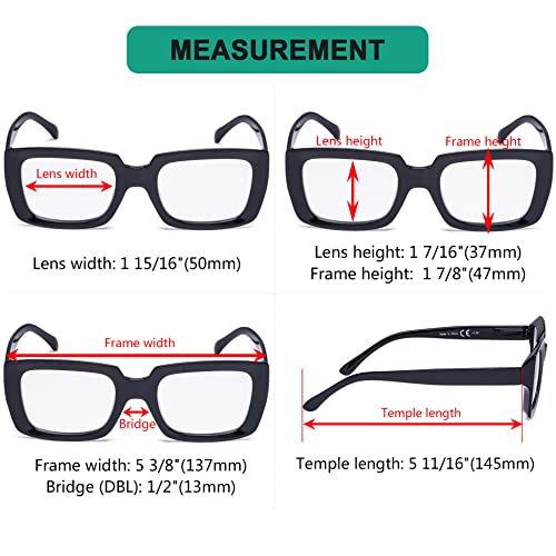 Eyekepper 4 Pack Ladies Reading Glasses - Stylish Oversized Square Readers for Women