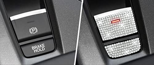 NIUHURU Car Bling Interior Accessories Rhinestone Declas for Honda Accord Inspire 2018-2021 Premium Zinc Alloy Bling Crystal Decors (Parking Button Sticker 2pcs, Silver)