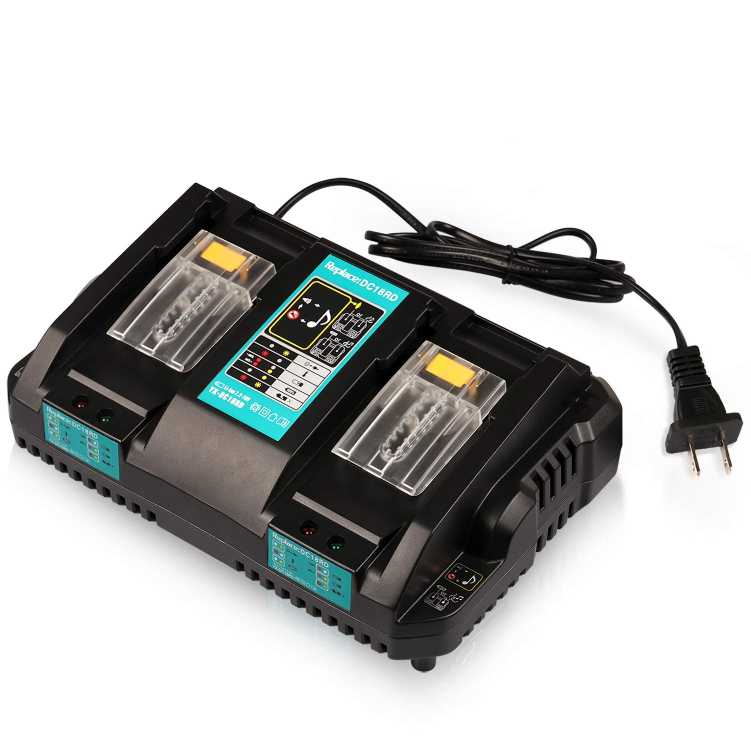 Enegitech DC18RD 18V Battery Charger Replacement for 6A 120W Dual Ports Fast Charger Compatible with 18V Lithium-Ion Battery BL1850B BL1860B BL1830B (Charger Only)