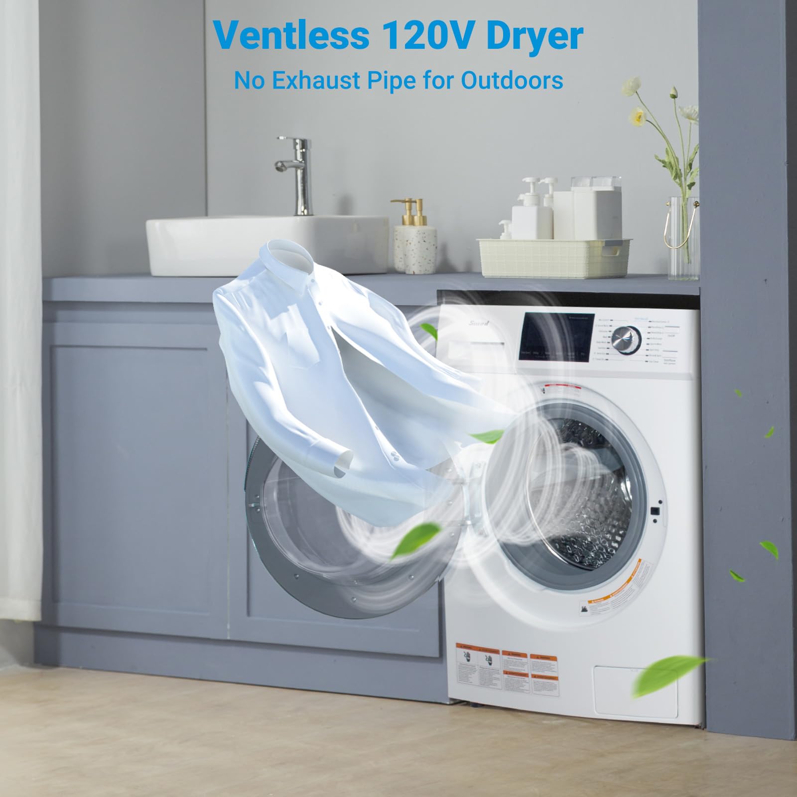 Smad 2.7 Cu. Ft Washer and Dryer Combo, 24" Ventless Washer Dryer Combo with Child Lock, Low Noise and Easy Store for RV and Apartment, White