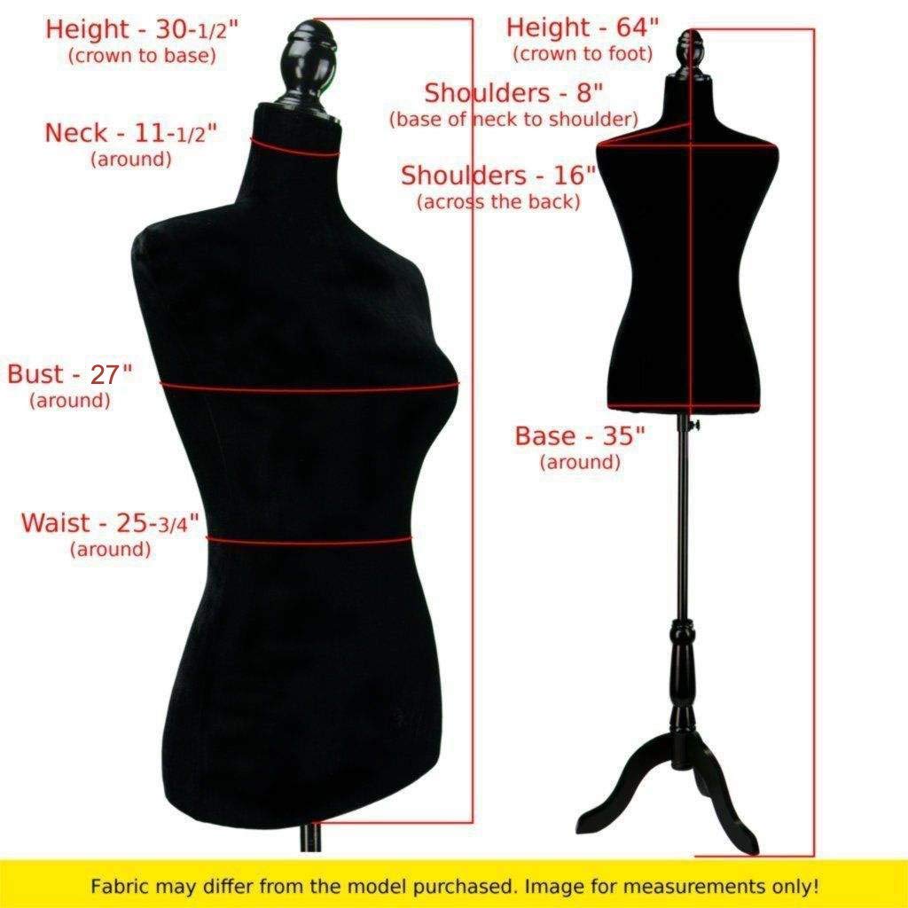 Female Dress Form Mannequin Torso Adjustable Height Mannequin Body with Tripod Stand for Clothing Dress Jewelry Display, Black