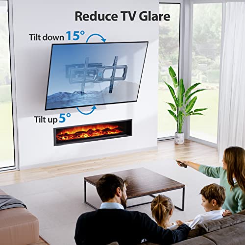 Pipishell Full-Motion TV Wall Mount for Most 37β75 Inch TVs up to 100 lbs, Wall Mount TV Bracket with Dual Articulating Arms, Extension, Swivel, Tilt, Fits 16" Wood Studs, 600 x 400mm Max VESA, PILF8