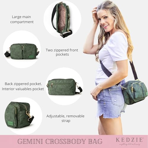 KEDZIE Gemini Crossbody Bag Shoulder Purse with Removable Strap Messenger Bag for Women, Girls - Black