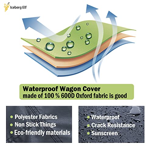 Iceberg Elf Waterproof Wagon Cover, Folding Wagon rain Covers 38" L x 22" W x 20" H, 600D Heavy-Duty Fabric, (Cover only, Accessories not Included) Grey
