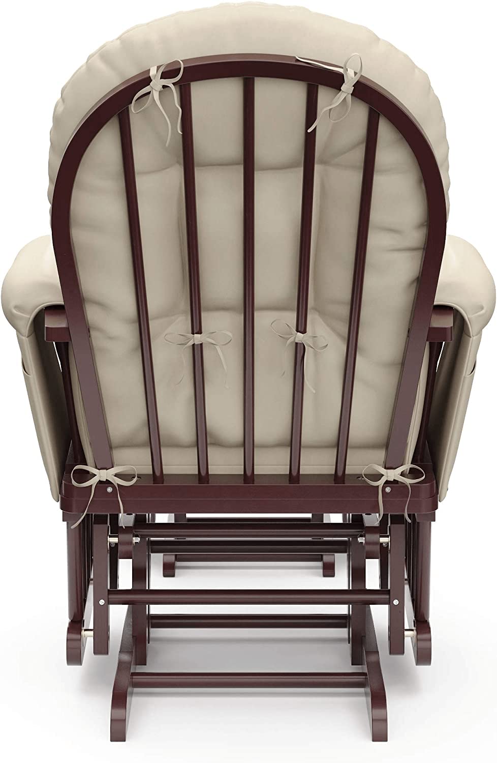 LBONG Premium Ring Glider (Cherry Base, Beige Cushion) - Padded Cushion with Storage Pocket, Smooth Rocking Motion, Easy to Assemble, Solid Hardwood Base (Cherry/Beige)