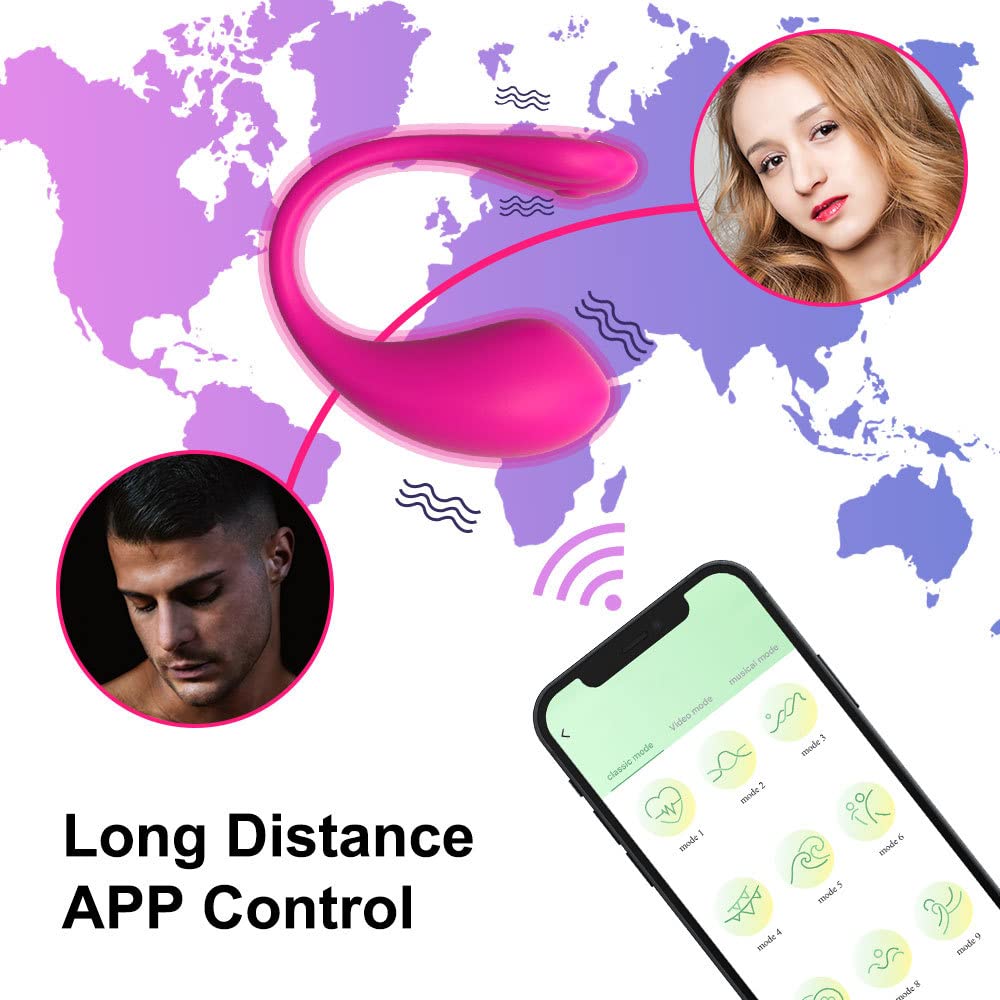 Female Vibrator, Mini Wearable Bullet Vibrator, Small Egg Shaped Remote Control Vibrating Ball with Bluetooth Remote with 9 Vibration Modes, Adult Sex Toys Dildos, Pink
