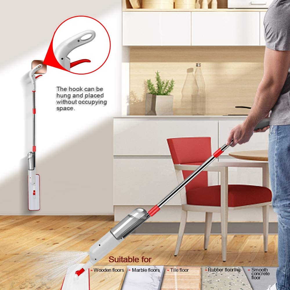 Kphico Spray Mops,Microfiber Floor Mops for Floor Cleaning,Dry Wet Spray Mop with 500ML Refillable Bottle and 5 Washable Pads,Flat Dust Mop for Hardwood Ceramic Marble Tile Laminate Floor Cleaning