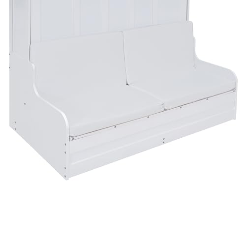 Murphy Bed Queen Murphy Bed with Cushion Under the Chair, Queen Size Murphy Bed Cabinet Bed, Wood Queen Wall Bed, Hidden Murphy Bed, Horizontal Murphy Bed for Guest Bedroom Apartment Studio Use, White