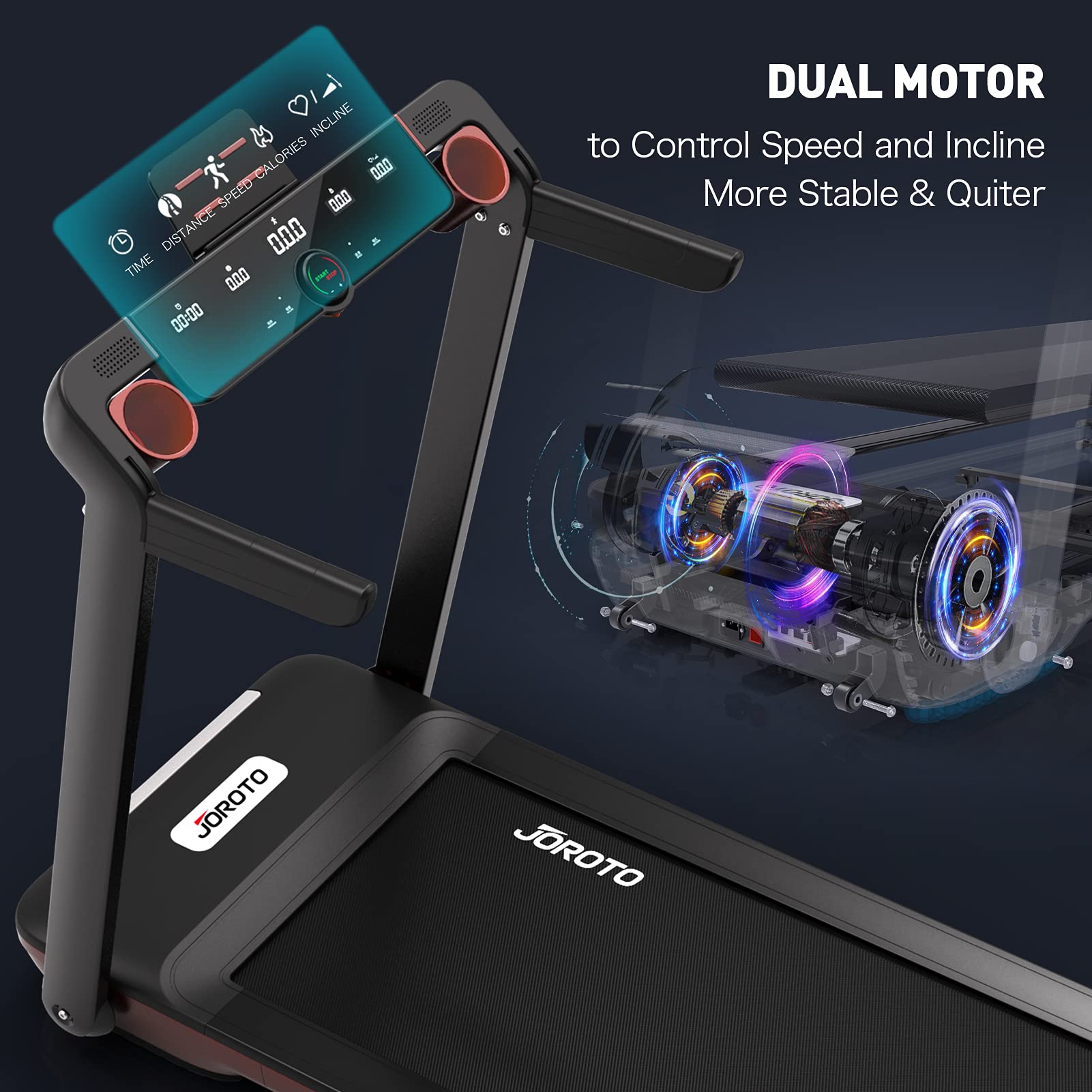 Folding Treadmill with Auto Incline Electric Running Machine Treadmills for Home with LCD Monitor 22" Wide Tread Belt (Fold Treadmills for Small Spaces Fit Under Bed)
