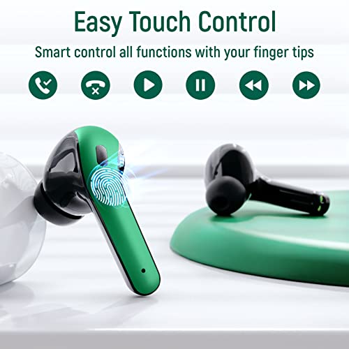 Wireless Earbuds Bluetooth Headphones 60H Playtime Ear Buds with LED Power Display Charging Case Earphones in-Ear Earbud with Microphone for Android Cell Phone Gaming Computer Laptop Sport Green