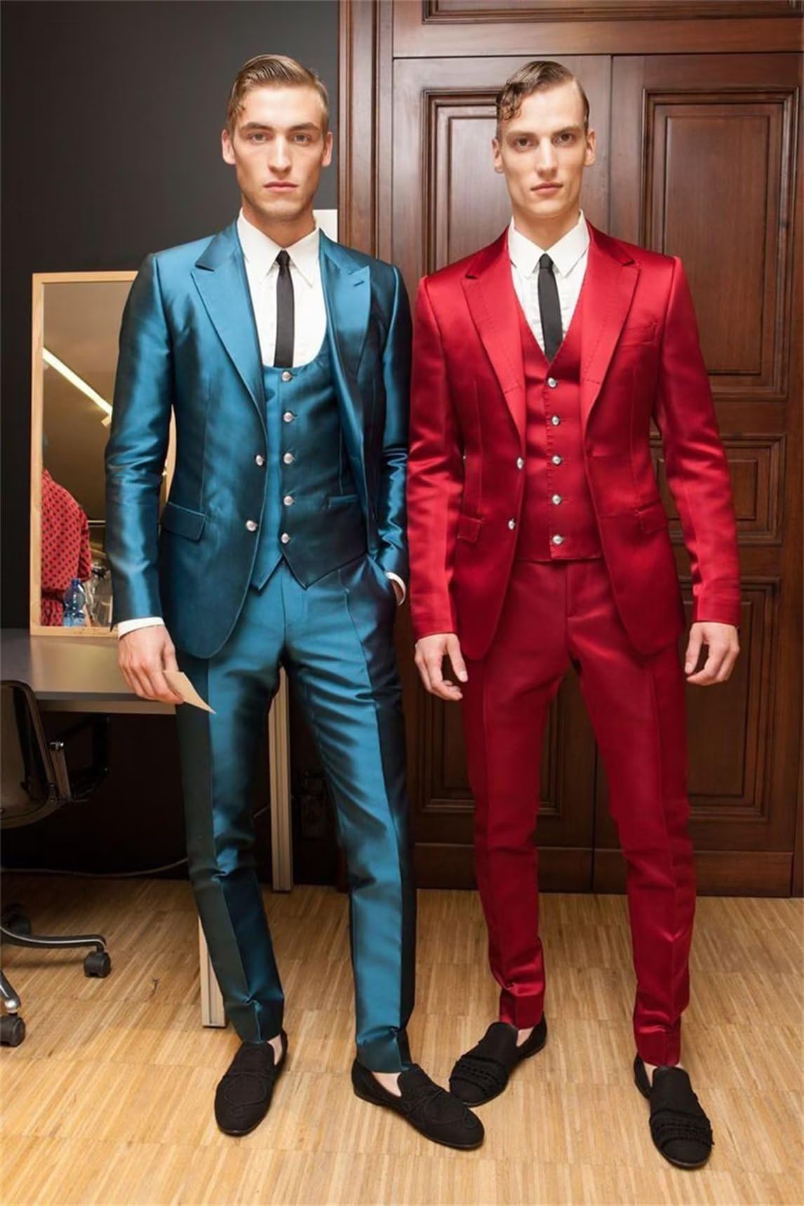 Dusty Rose Satin Men Suit Slim Fit Tuxedo 3 Piece Suit for Men Suits Prom Party Blazer Wedding Suit Men, 3XL