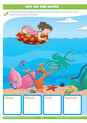 School Zone - Alphabet Stickers Workbook - 64 Pages, Ages 3 to 6, Preschool to Kindergarten, 267 Stickers, ABCs, Printing Letters, Phonics, and More (School Zone Stuck on LearningĀ® Book Series)