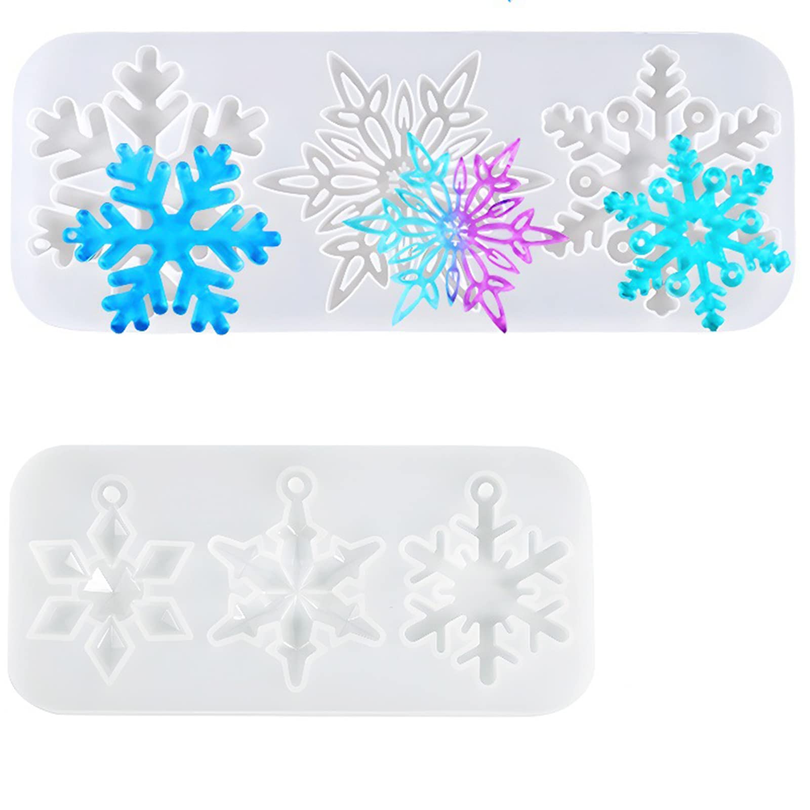 Fuerlun Large Snowflake Silicone Molds for Epoxy Resin, 3D Christmas Ornament Resin Molds for Christmas Tree & Car Decoration, Keychain, Xmas Gift (6 Varying Sizes)