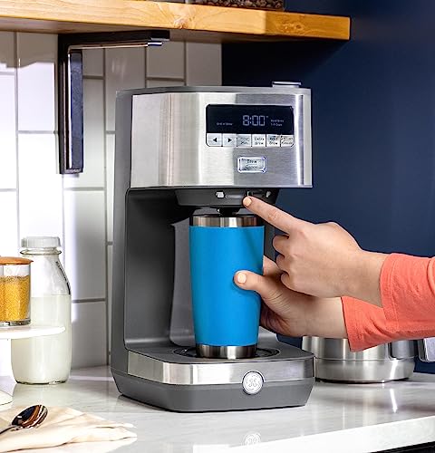 GE Drip Coffee Maker With Timer | 10-Cup Thermal Carafe Pot Keeps Coffee Warm for 2 Hours | Adjustable Brew Strength | Wide Shower Head for Maximum Flavor | Kitchen Essentials | Stainless Steel
