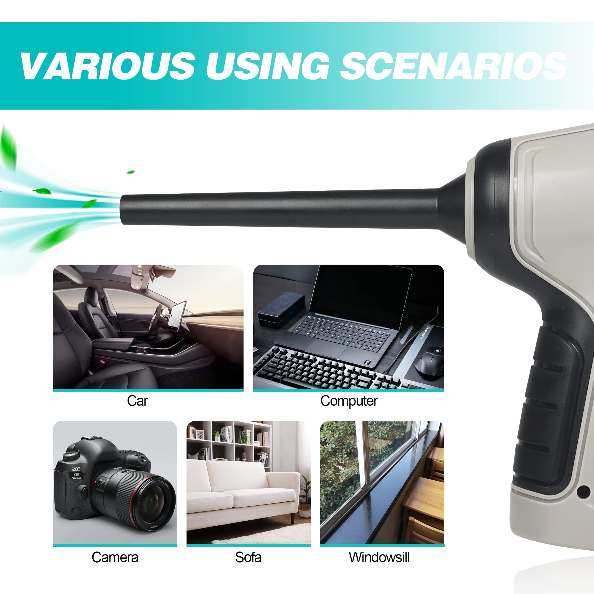 Kimhonglee Compressed Air Duster - Keyboard Cleaner for Office, Car Vacuum Portable, Hand Vacuum Cordless Rechargeable, 3-in-1 Mini Vacuum Cleaner Wireless Electric Computer Cleaner