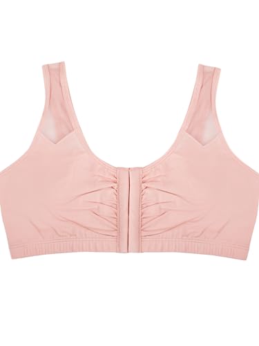Fruit of the Loom Women's Comfort Front Close Sport Bra with Mesh Straps, Blushing Rose, 38