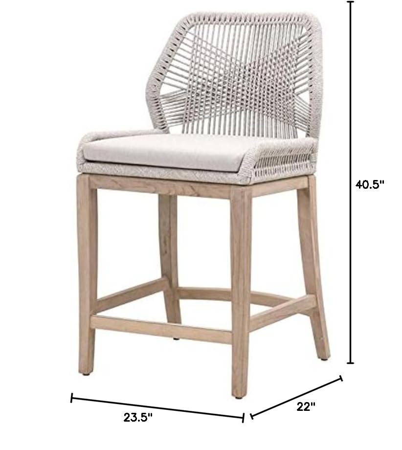 Star International Furniture Woven Loom 26" Fabric Outdoor Counter Stool - Gray