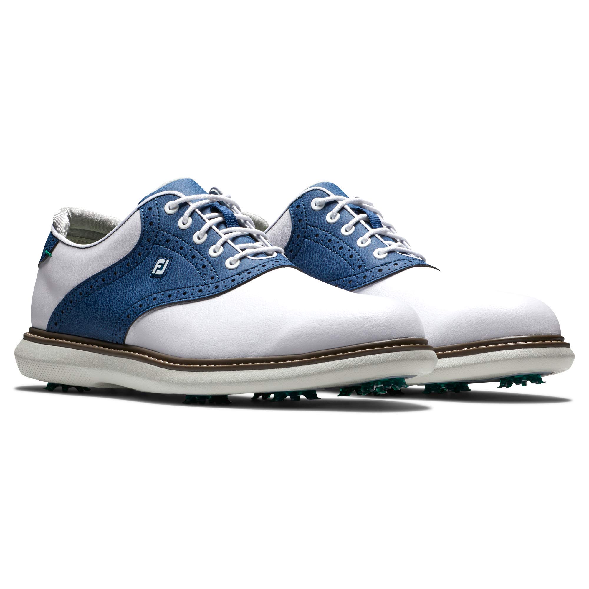 FootJoy Men's Traditions Previous Season Style Golf Shoe, White/Light Navy, 10