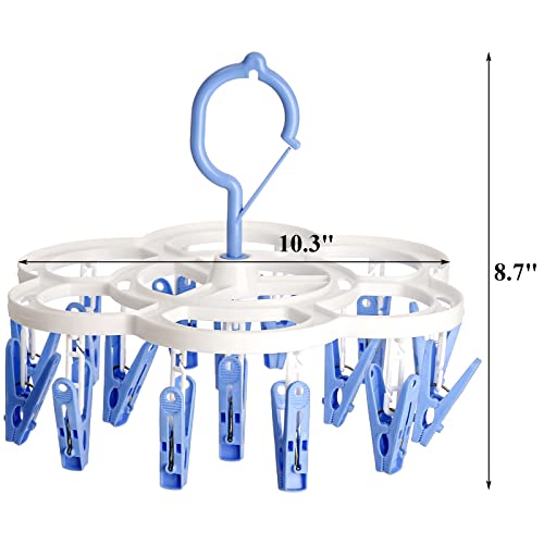 Okllen 6 Pack Laundry Drying Hanger with 16 Clips, Anti-Wind Clip and Drip Hanger Clothes Laundry Hangers, Plastic Hanging Drying Rack for Underwear, Bras, Socks, Baby Clothes, Towel, Scarf, 6 Colors