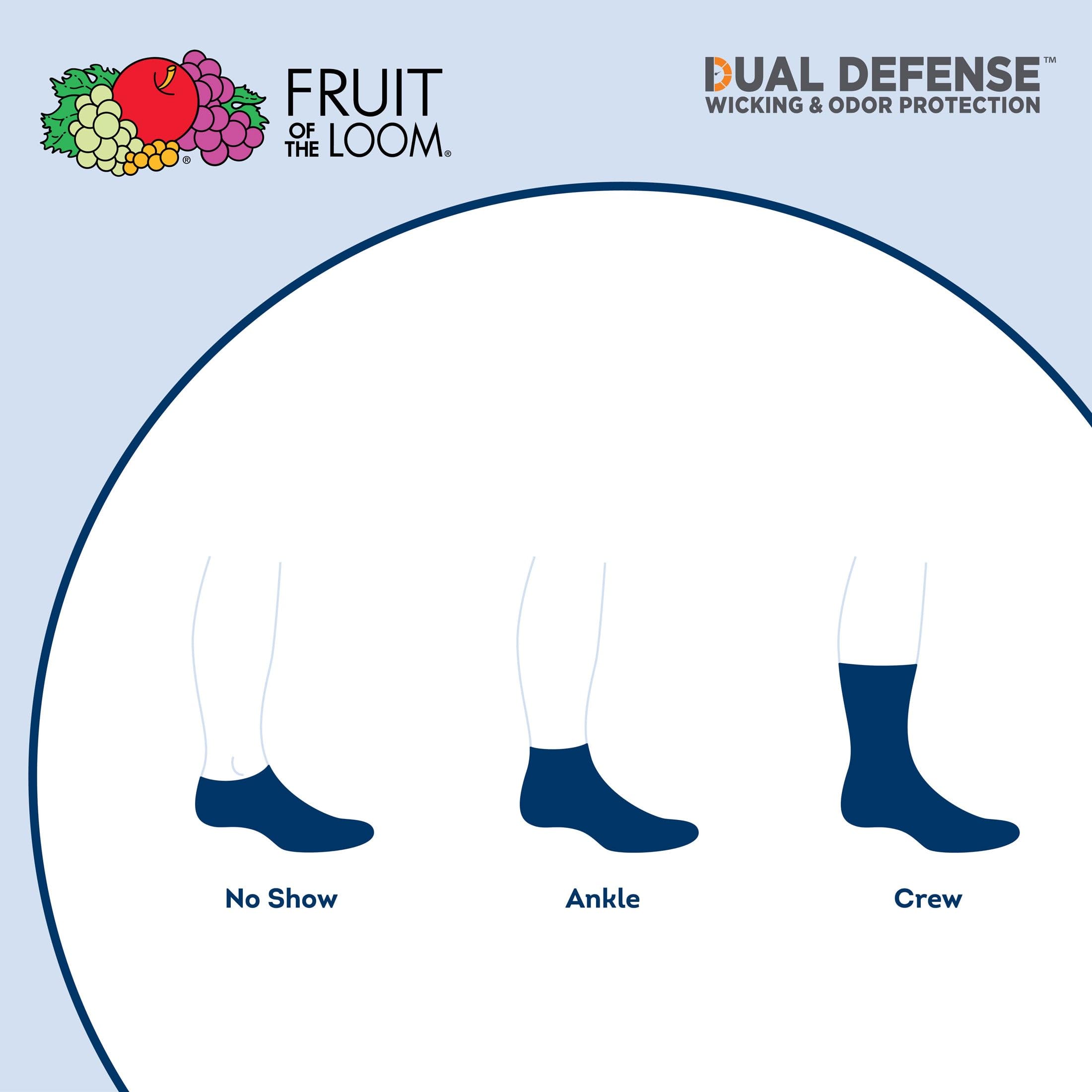 Fruit of the Loom Boys' Dual Defense Ankle Socks (10 Pack), White, Large
