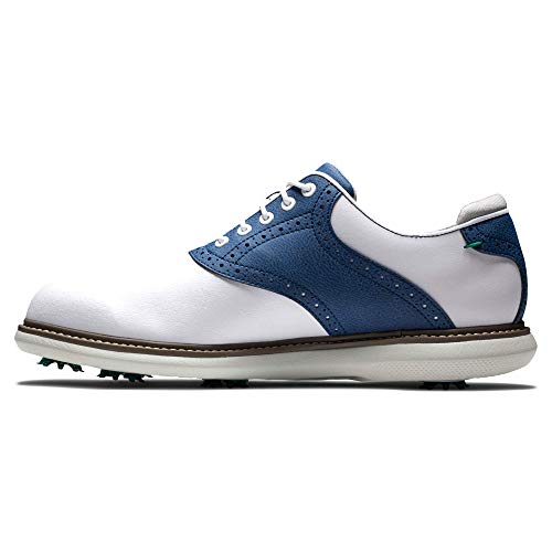 FootJoy Men's Traditions Previous Season Style Golf Shoe, White/Light Navy, 11