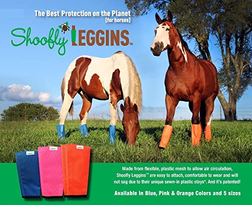 SHOOFLY Horse Leggins, Patented Loose Fitting Boots, Breathable Plastic Mesh (Pink/Large)