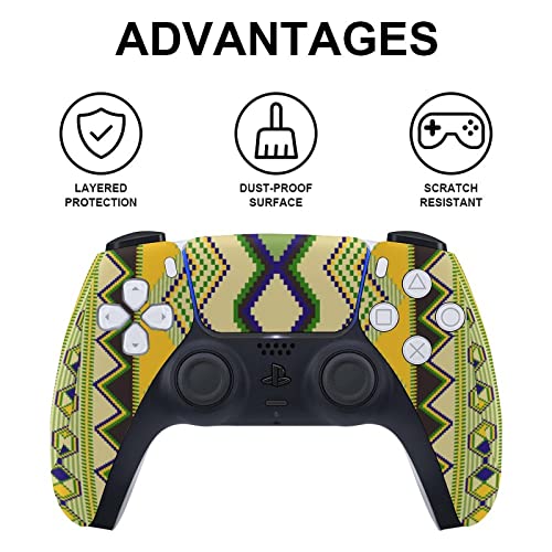 Kente Cloth Tribal Print Full Protective Skin Cover Design Wrap Decal Sticker Compatible with PS5 Digital Edition Console and Controller