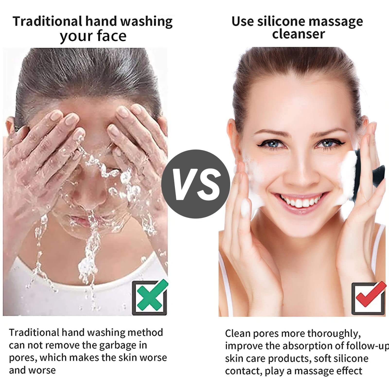 Face Scrubber,Silicone Face Scrubber for Men, Facial Cleansing Brush Silicone Face Wash Brush Manual Waterproof Cleansing Skin Care Face Brushes for Cleansing and Exfoliating (Black)