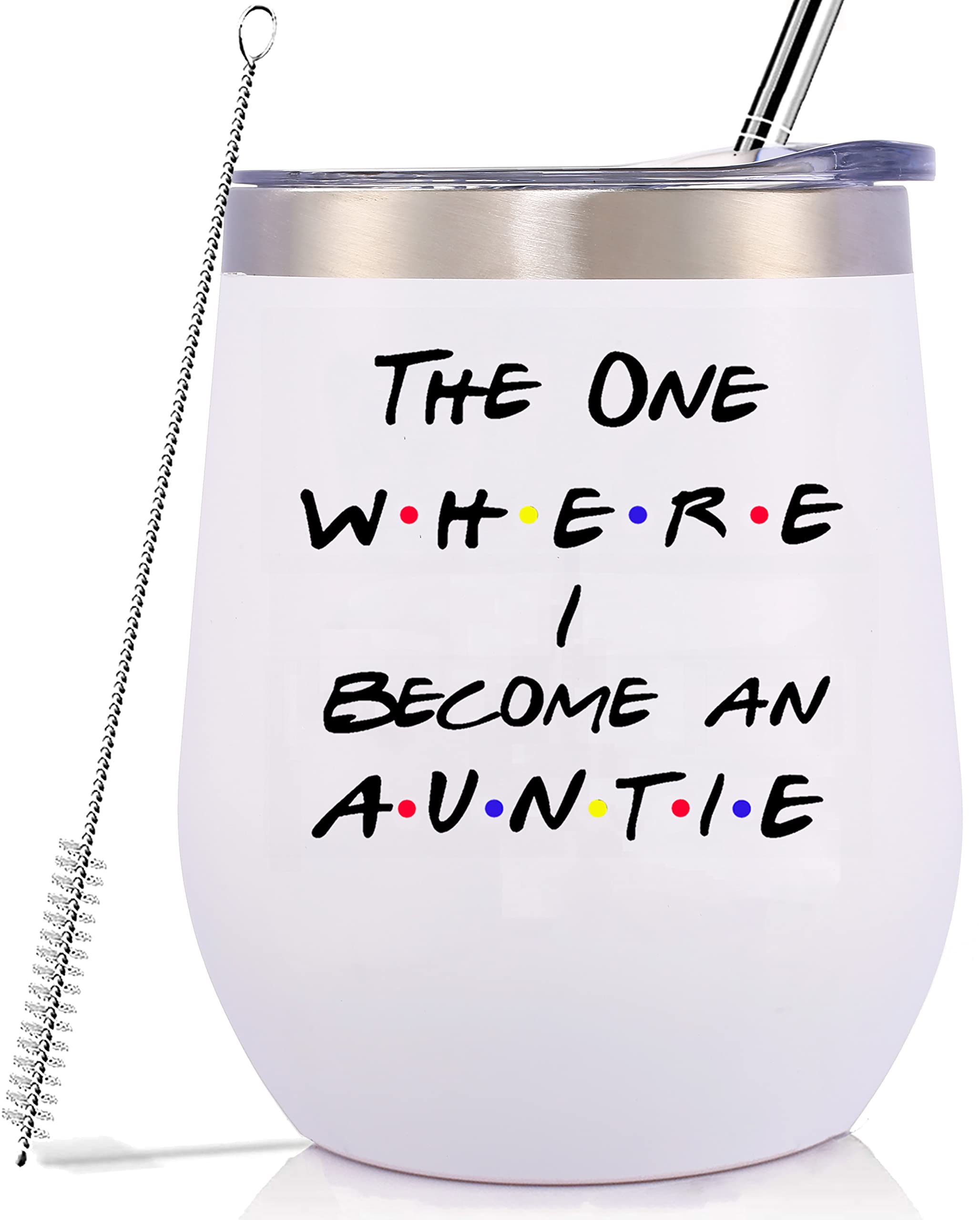 GEANHIL Baby Reveal Gifts for Aunt Sister Best Friends-New Aunt To Be-Pregnancy Announcement Gift-Friends TV Show-12oz Tumbler Coffee Mug Cup-THE ONE WHERE I BECOME AN AUNTIE