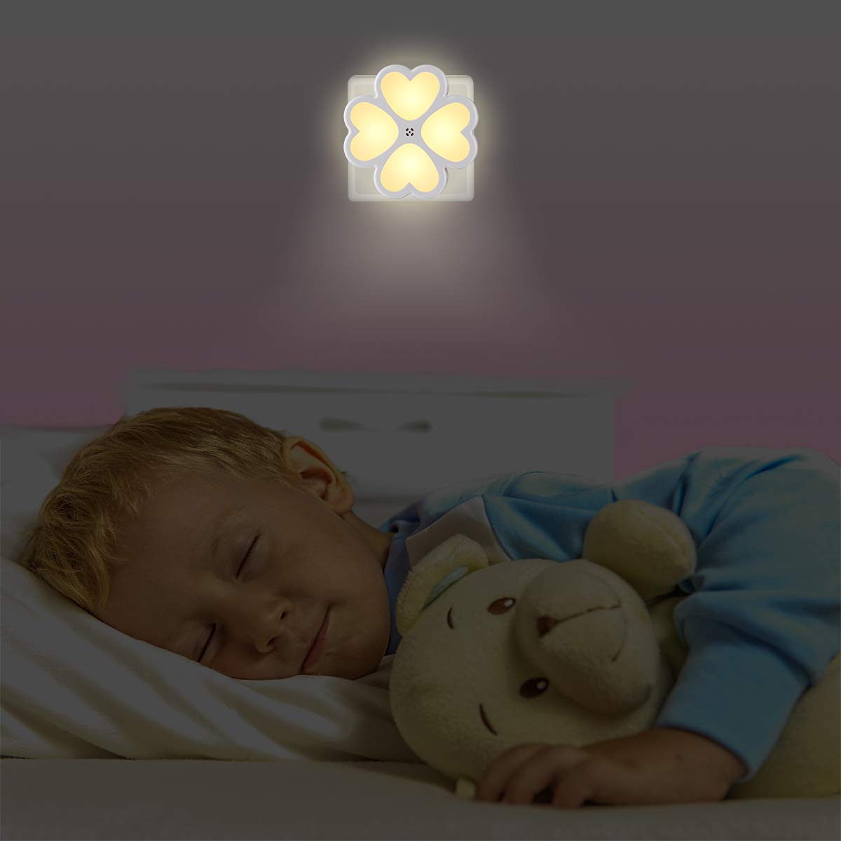 Drimran Plug-in Night Light, Auto Dusk-to-Dawn Sensor Warm White LED Night Lights for Kids Bedroom Bathrooms Nursing Moms Kitchen Hallway Stairs Toilet Garage Entryway, Energy Efficient