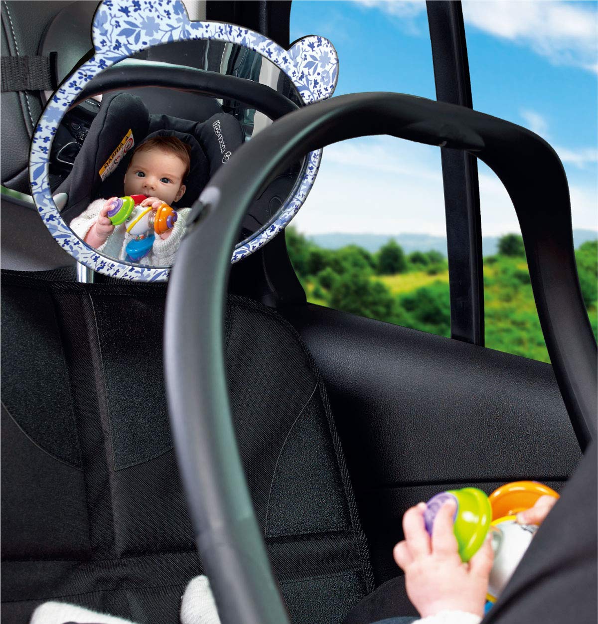 Facekyo Baby Mirror for Car | Baby Car Mirror | Baby Back Seat Mirror | Super Locking System with China Blue Printing