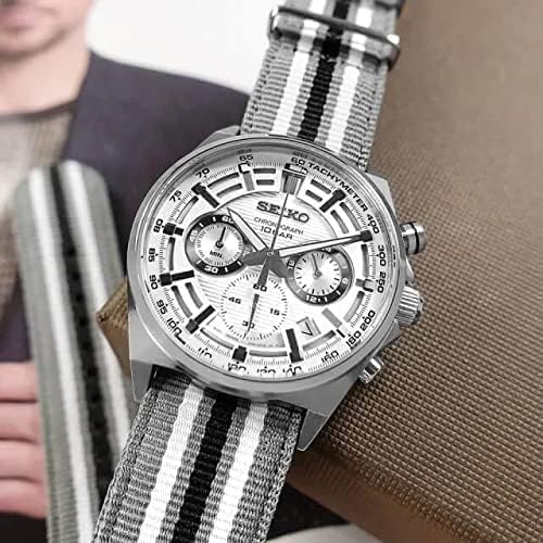 SEIKO Sport Watch SSB401P1, White, Nylon Strap