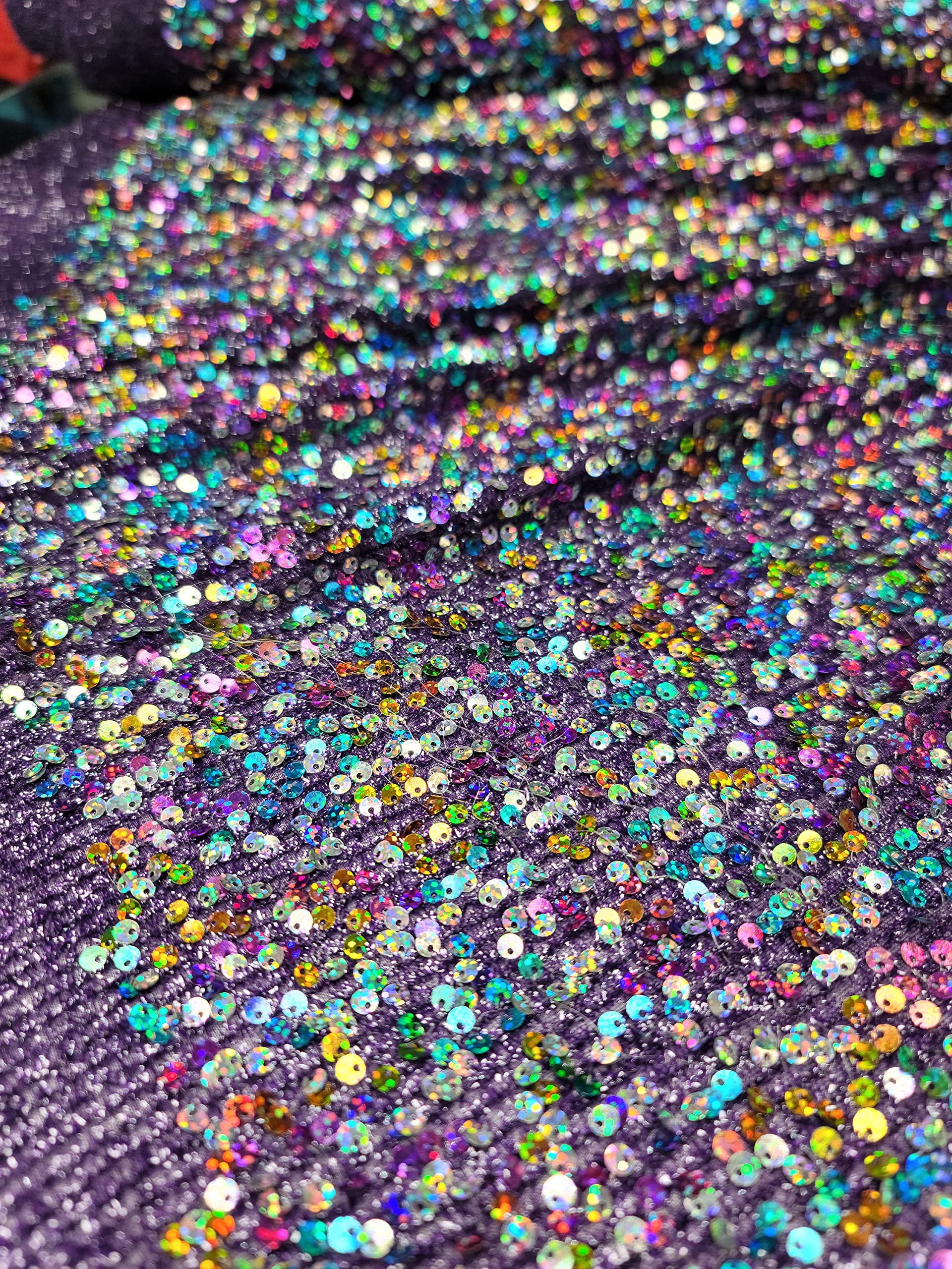 SmartFabrics - Multicolor Sequin Purple Stretch Fabric - Perfect for Party Dresses, Costumes, and Decorations (1)