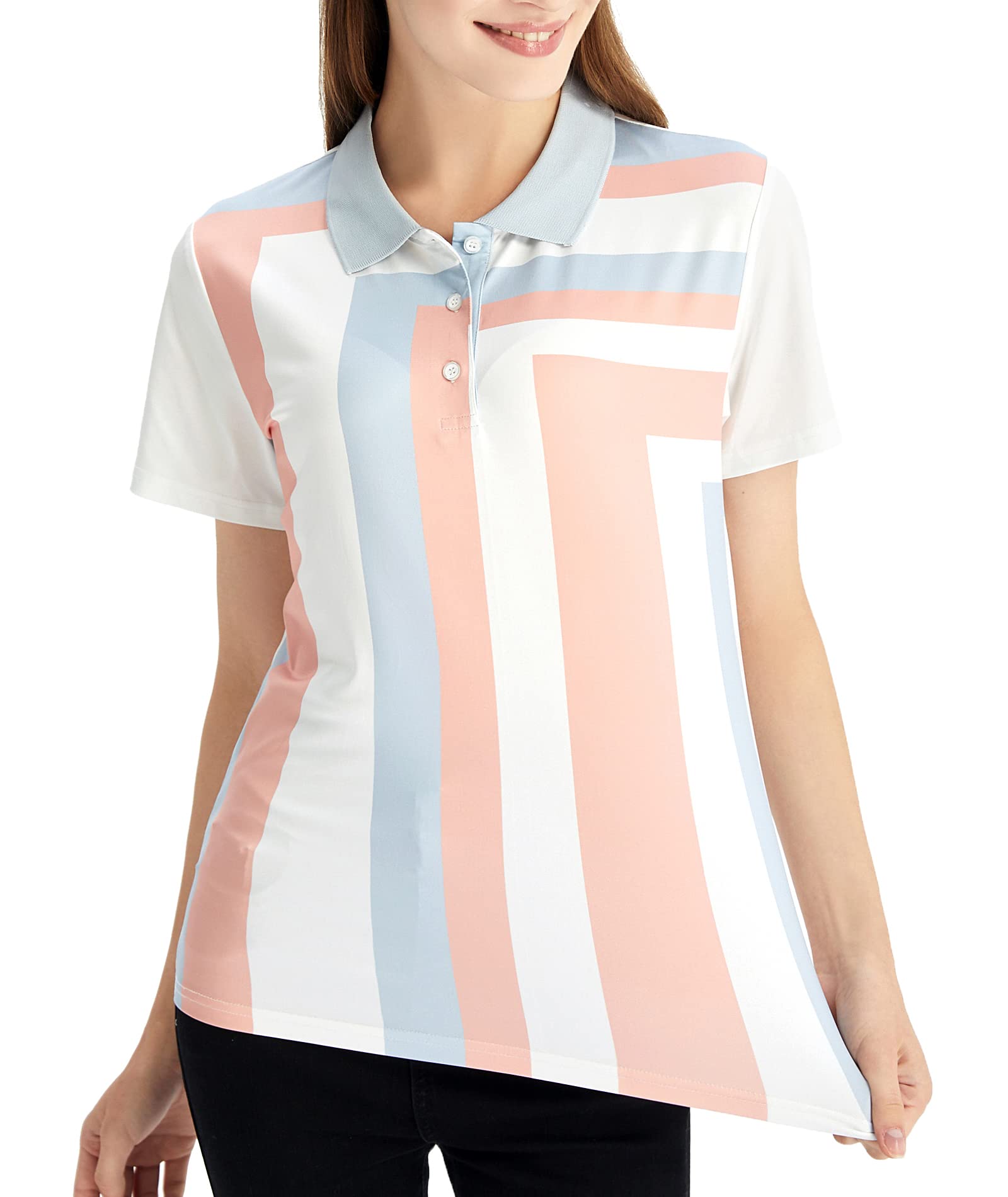 JACKETOWN Womens Golf Apparel Short Sleeve Tennis Shirt Graphic Tshirts(White,XL)