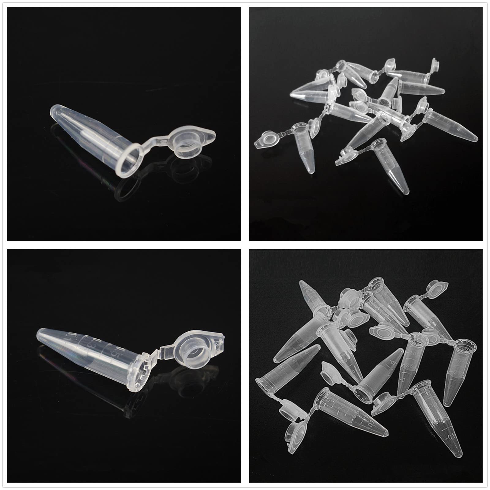 XHBTS 50 Pcs Centrifuge Tubes Bottom Tip Clear Plastic Test Tube Vials 0.2mL 0.5ML 1.5ML (1.5ml)