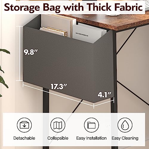Sinewayone L Shaped Computer Desk, 47" Corner Desk with Storage Shelves, Office Desk with Storage Bag, Work Desk for Home, Office, Workstation, Small Space, Rustic Brown