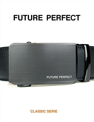 Future Perfect Men's Belt, Genuine Leather Ratchet Reversible classic Slide Buckle for Jeans Dress, Adjustable Trim to Fit