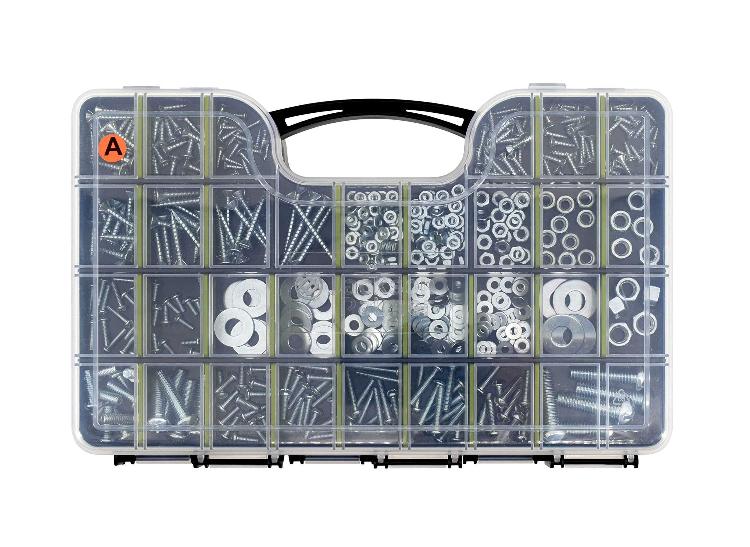 Jackson Palmer 1,700 Piece Hardware Assortment Kit with Screws, Nuts, Bolts & Washers (3 Trays)