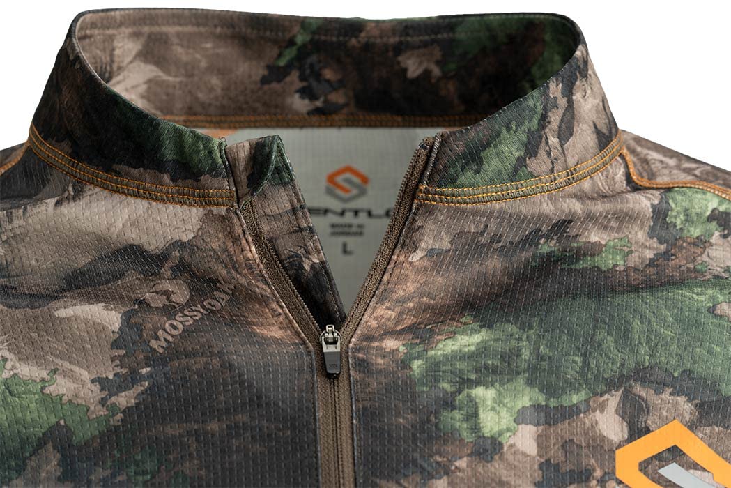 Featherweight Long Sleeve Lightweight Camo Hunting 1/4 Zip Shirt for Men (Mossy Oak Country DNA, X-Large)