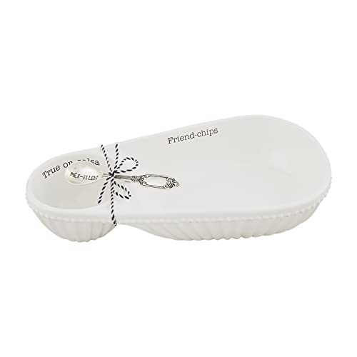 Mud Pie Circa Chip and Dip Set, White, 6.75" x 12