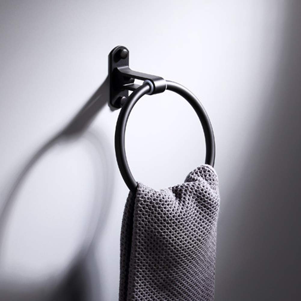 Treasures Towel Holder,Black Space Aluminum Wall Mounted Round Towel Ring Kitchen and Bathroom Hardware Pendant,Towel Hanger for Bathroom Organizer, Kitchen Storage