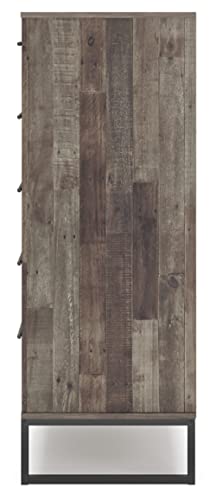 Signature Design by Ashley Neilsville Industrial 5 Drawer Chest of Drawers with Smooth-Gliding Drawers and Safety Stop, Gray
